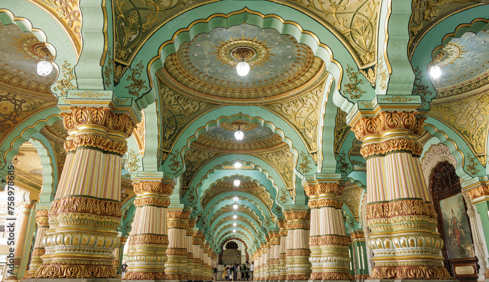 Interior view of Mysore Palace, Indian Traditional Architecture of ...