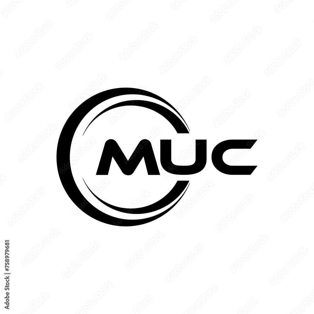 MUC letter logo design with white background in illustrator, cube logo ...