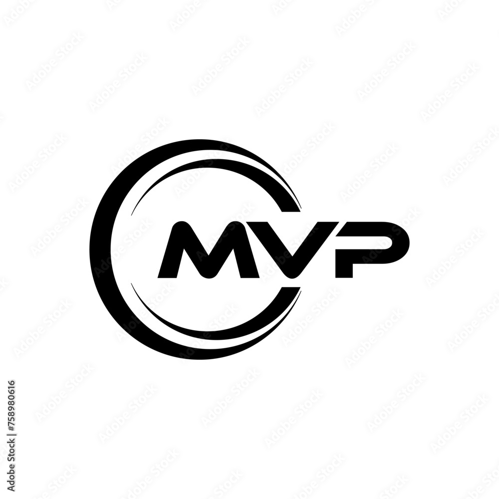 MVP letter logo design with white background in illustrator, cube logo ...