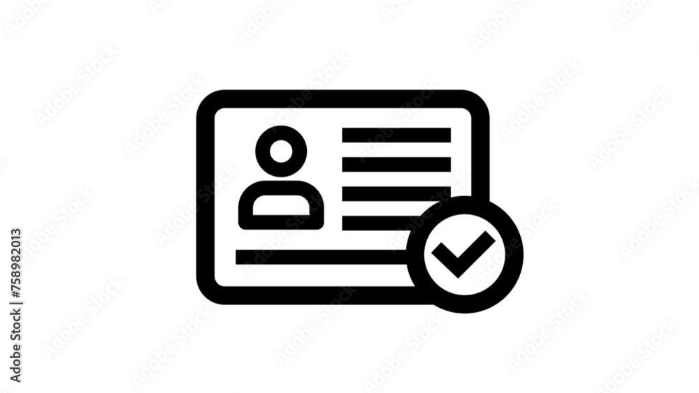 Animation of id card icon with check mark. Alpha channel, transparent ...