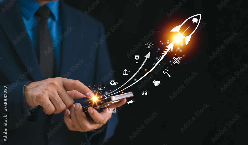 Startup business trend growth concept, improve development chart of ...