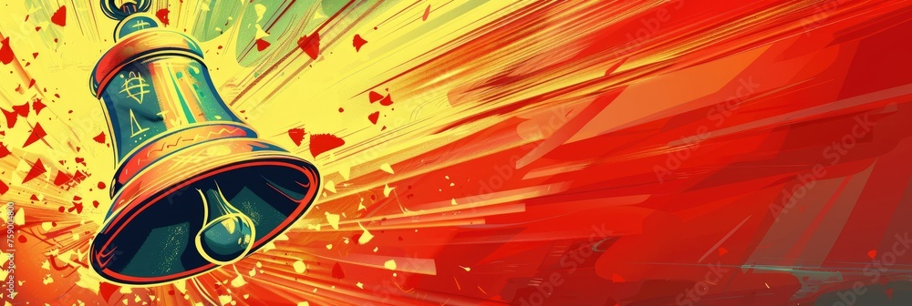 Liberty bell on dynamic red and yellow backdrop - The iconic Liberty ...