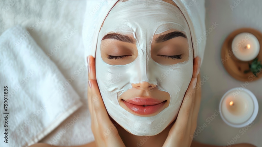 Girls in spa getting facials, Woman in mask on face in spa beauty salon ...