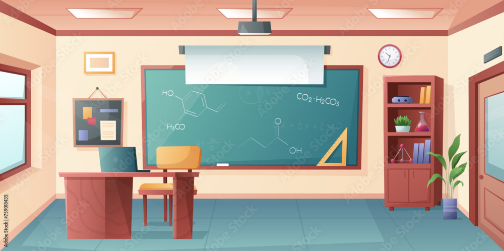 School classroom. Vector illustration of classroom interior with ...