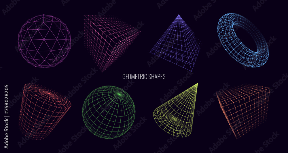 Collection of Lowpoly 3D Shapes of Platonic Solids. Polygonal Shapes ...