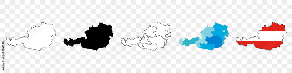 Map of Austria icon. Linear icon. Transparent background. Vector ...