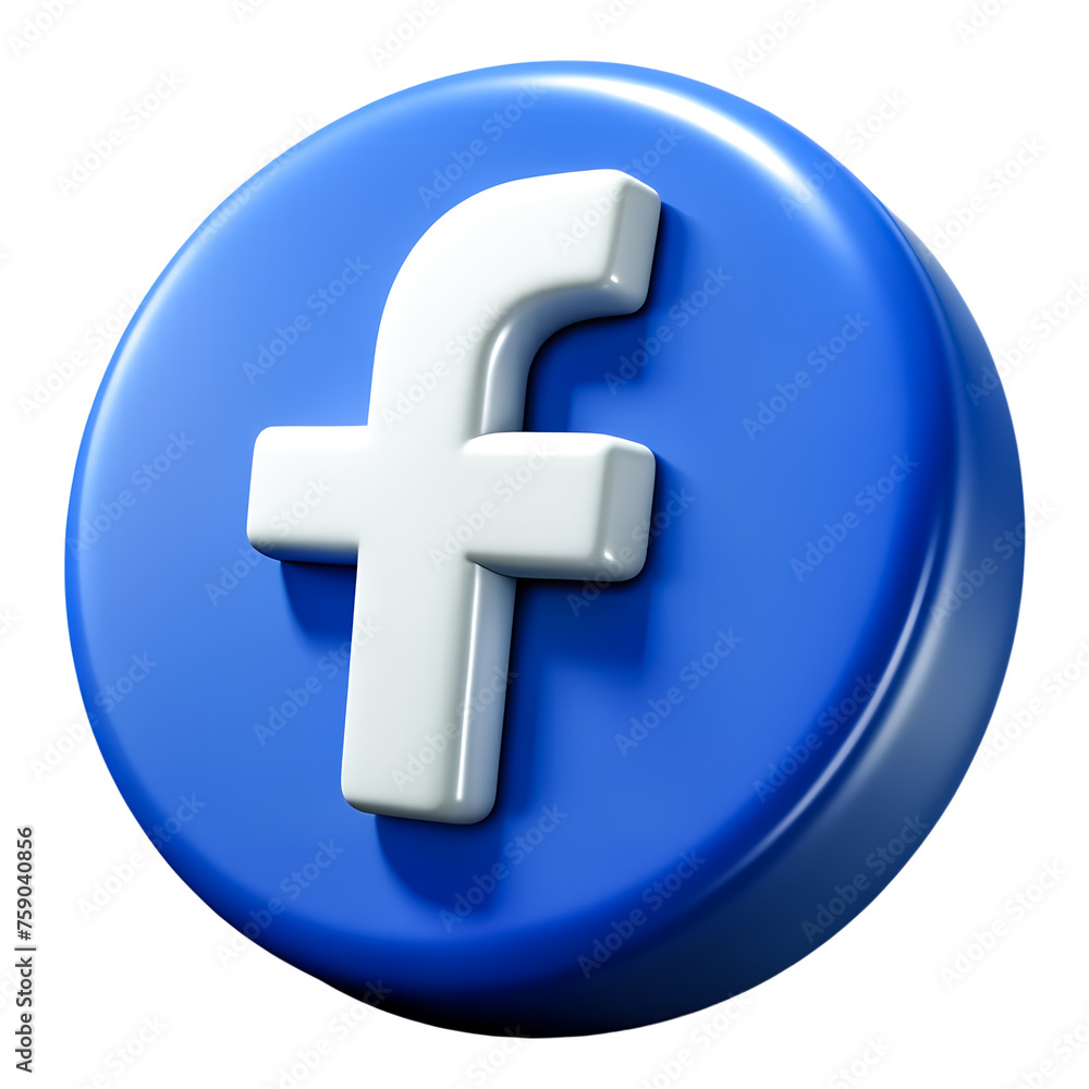 3d facebook logo isolated on png transparent background Stock ...