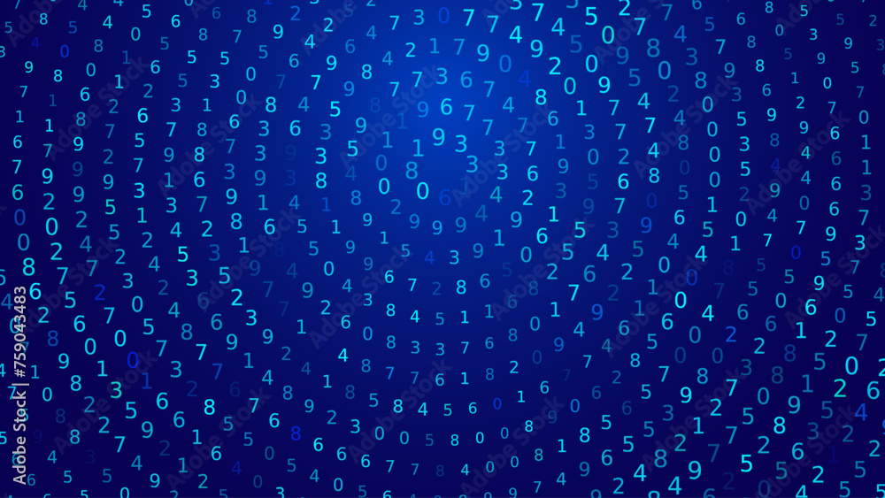 Vetor de Blue Abstract Matrix Vortex Technology Background. Binary Computer Code Dynamic Spiral ...