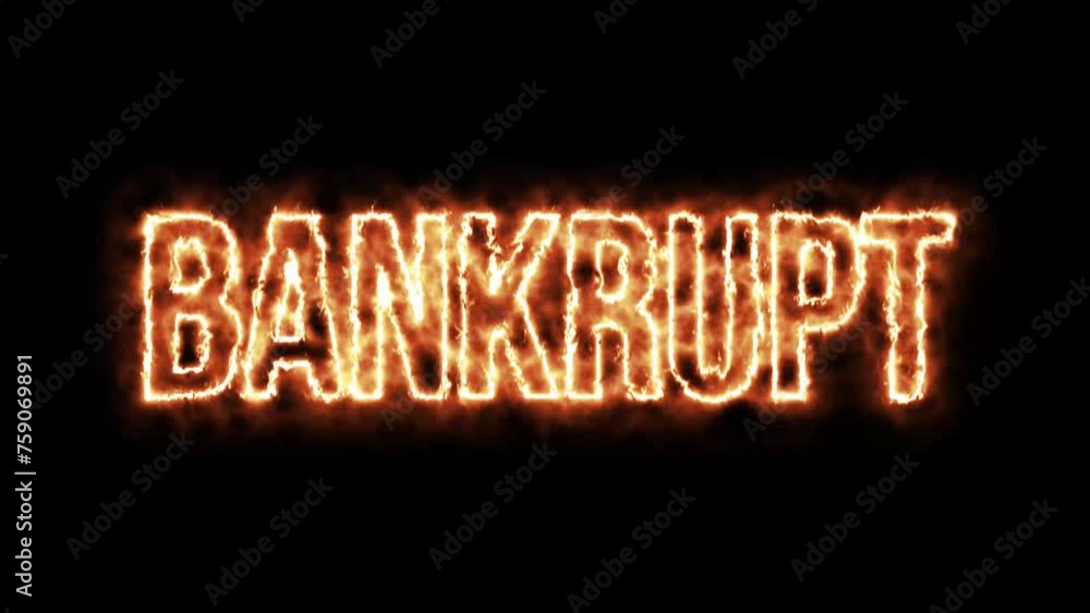 Vidéo Stock Animation of Bankrupt Text with Fiery Visuals on Black ...