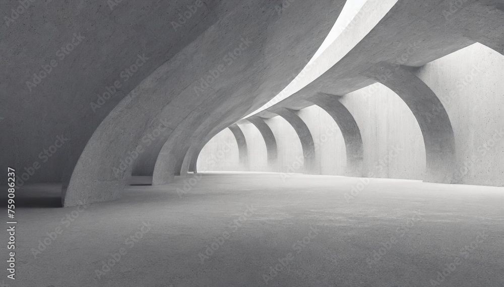 abstract empty modern concrete room with indirect lighting from left ...