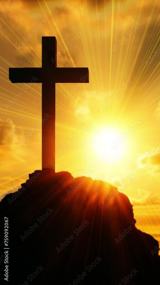 Christian Cross On Mountain, Christian Worship Video Background Motion ...