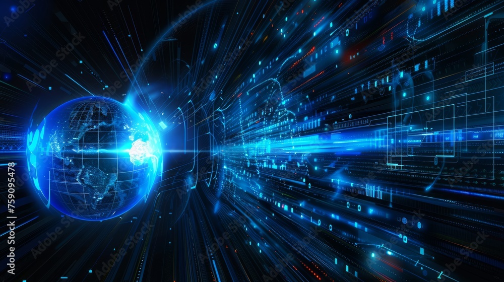 GPT Global network concept, earth with digital data streams Stock ...