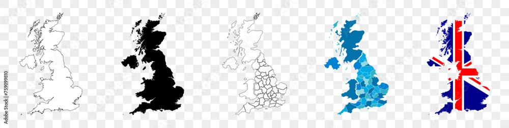 Map of Great Britain icon. Linear icon. Transparent background. Vector ...