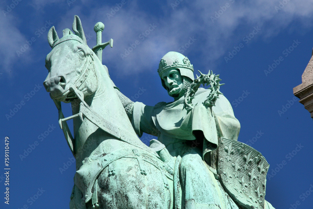 Equestrian statue of a medieval knight in the Basilica of the Sacred ...