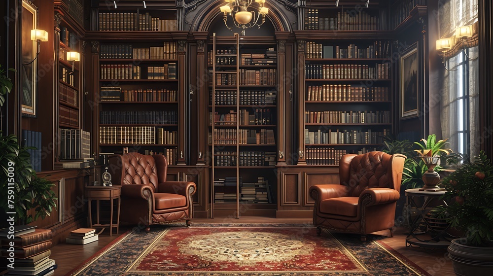 a visual representation of a timeless home library through AI ...