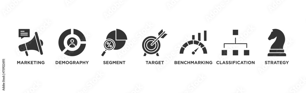 Market segmentation banner web icon vector illustration concept with ...