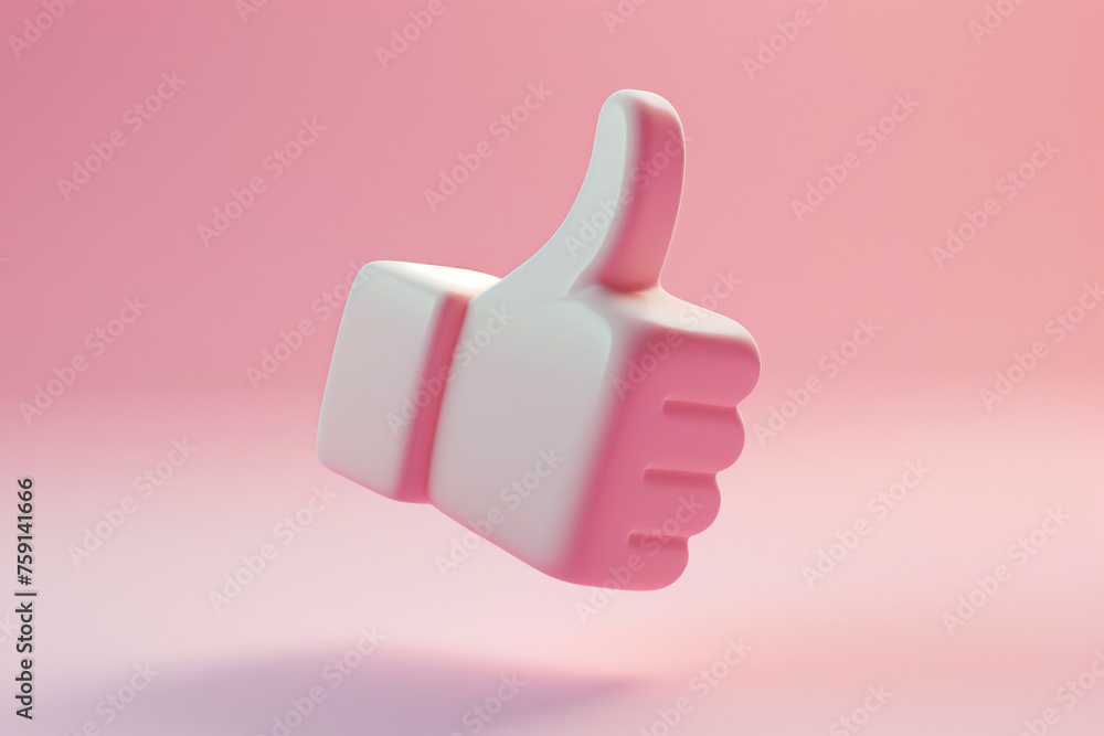 Cartoon 3d hand thumb up, like symbol. Good feedback, positivity ...