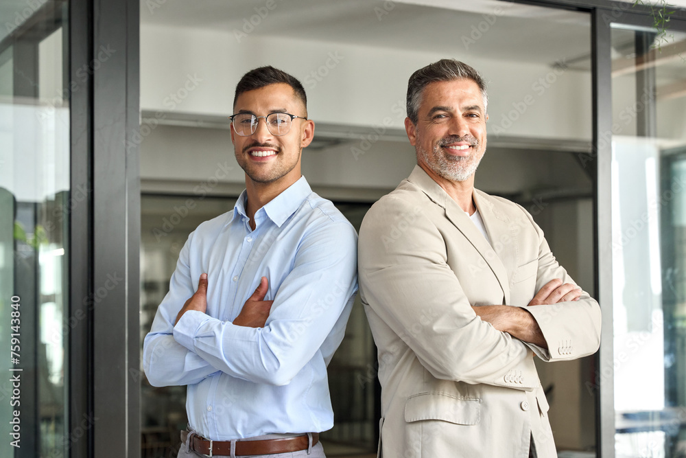 Portrait of two happy business men, confident professional executive ...