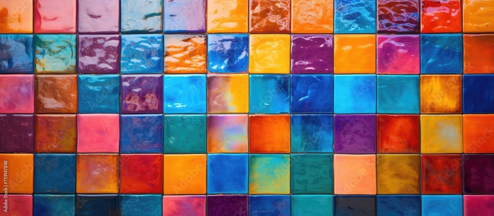 Colorful ceramic tile background with a vibrant wall tile design for ...