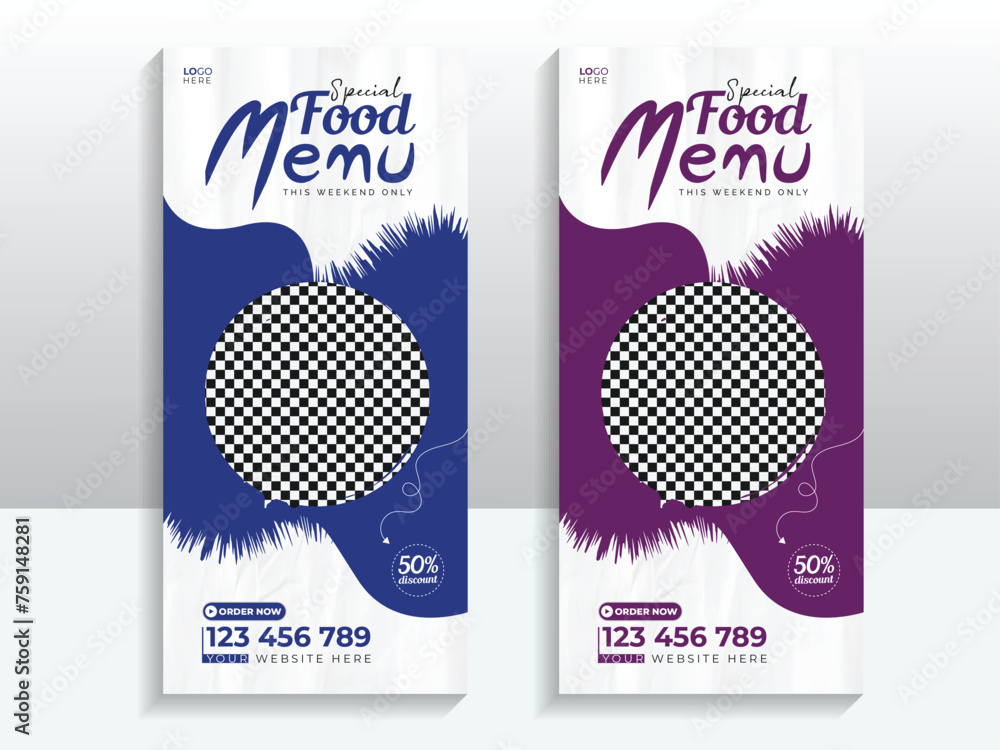 Food menu roll up banner template for restaurant or food business, Food ...