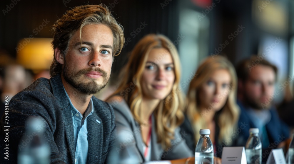 A roundtable discussion at a finance conference, where panelists debate ...