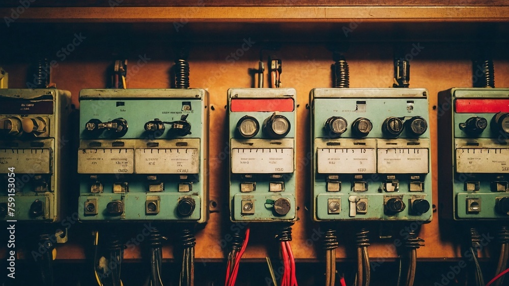 old radio control panel, An organized electrical panel with labeled ...