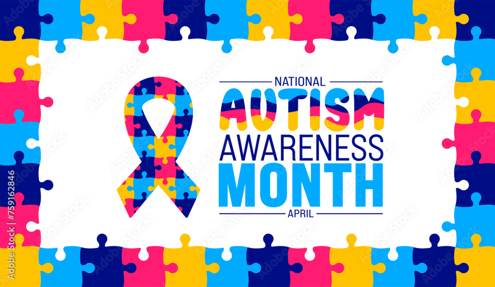 April is National Autism Awareness Month background template. Holiday ...
