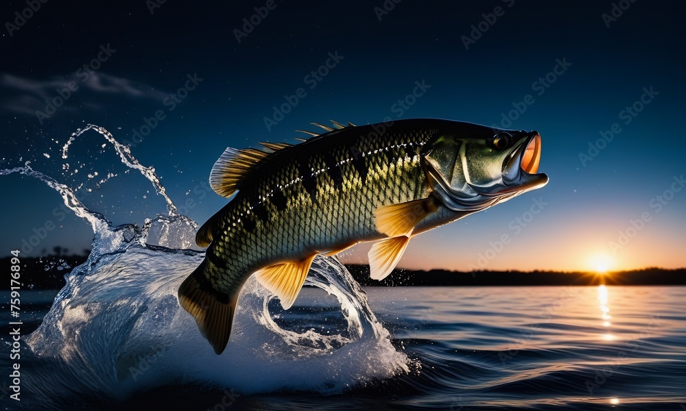 bass fishing, Lake Sunset fishing poster, bass fish wallpaper , fishing ...