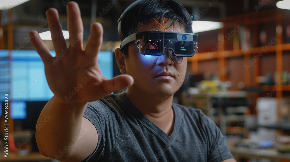 An inventor unveiling a wearable device that translates sign language ...