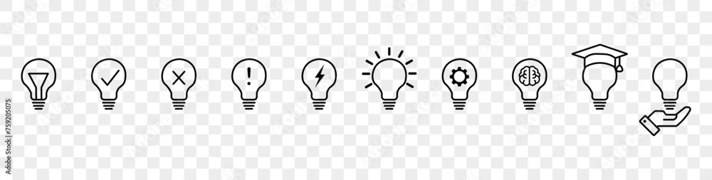 Collection of light bulb icons. Lamp, ideas icons collection ...