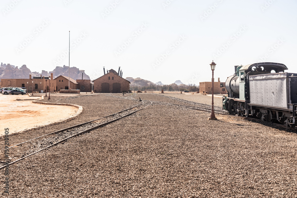 Train station of former Hejaz (Hijaz) Railway near Al Ula, Saudi Arabia ...