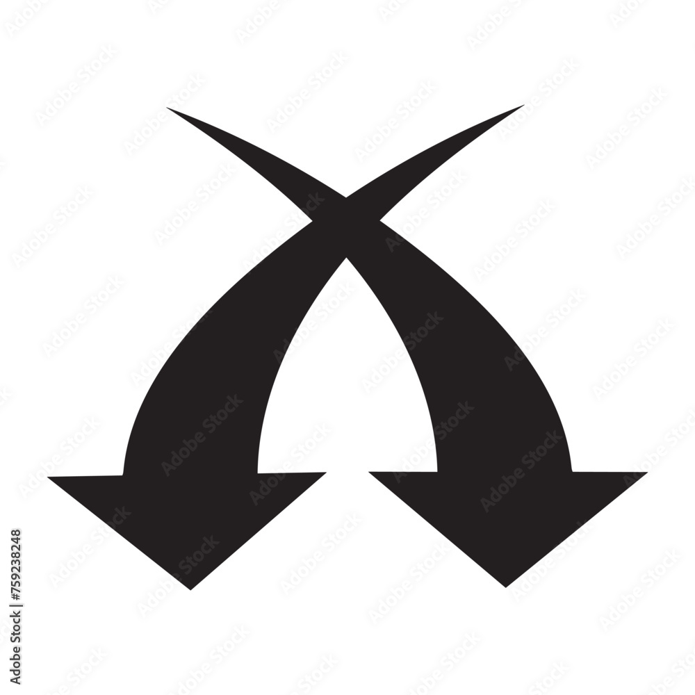 Black arrow icon isolated on transparent background. Flat style arrow ...
