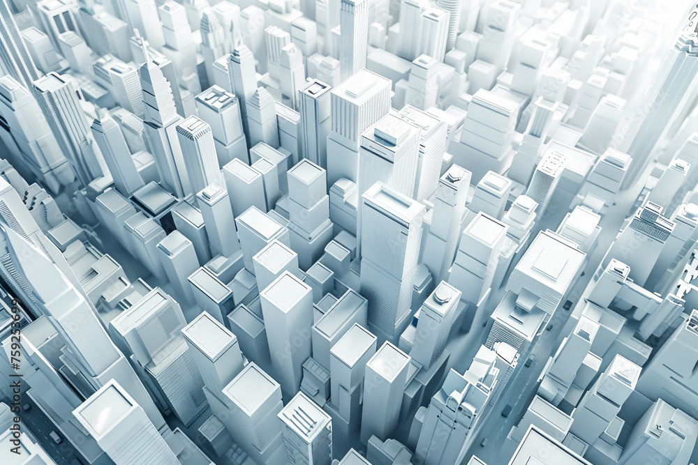 Top view of abstract modern city downtown looking as white ...