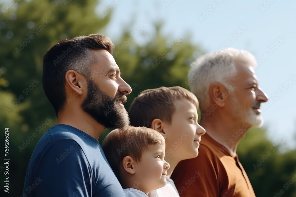 Four male family members from different generations share a joyful ...