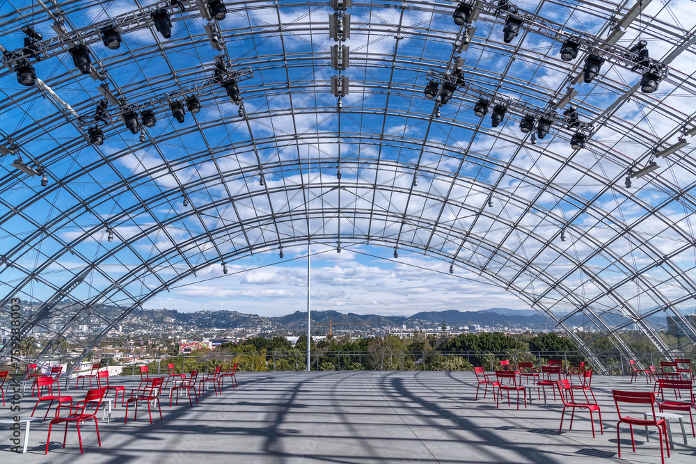 Los Angeles, CA, USA – March 15, 2024: The Dolby Family terrace atop ...