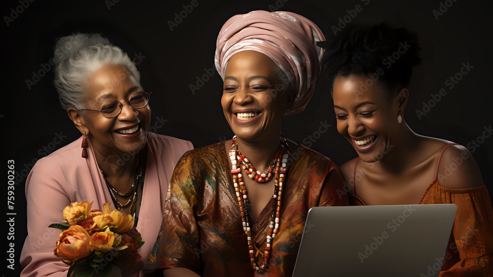 Generational Joy of Technology. Three generations of African women ...