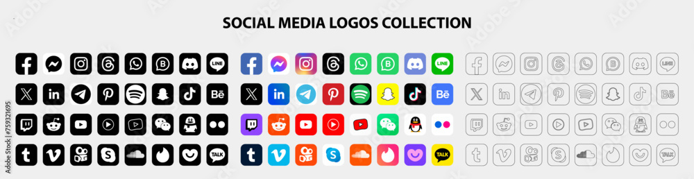 Iconos redondos de redes sociales o logotipos de redes sociales ... Iconos redondos de redes sociales o logotipos de redes sociales ...