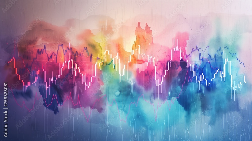 A modern abstract forex chart design, where the market data transforms ...