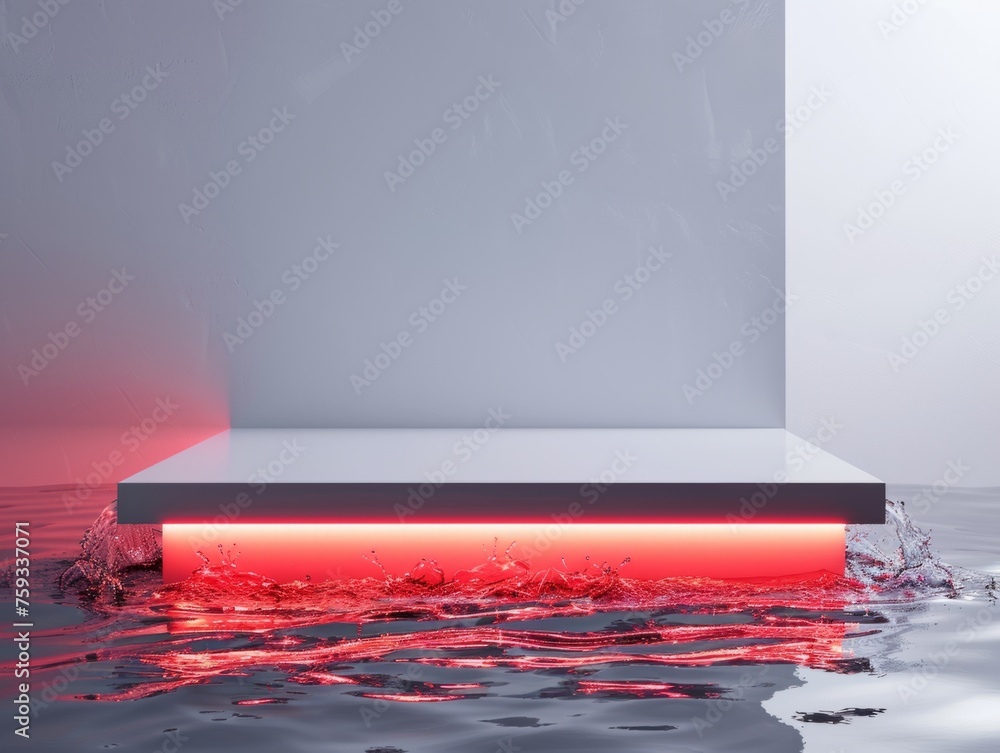 Red LED Abstract Minimalistic Flat Podium. The Scene for Product ...