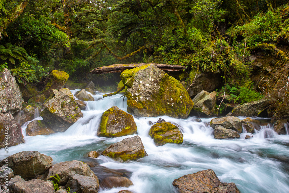 famous marian falls on the way to lake marian in fiordland national ...