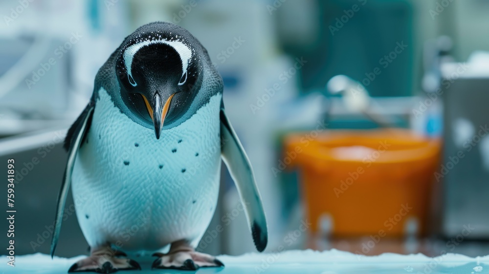Penguin exploring a clinical medical environment - This penguin looks ...