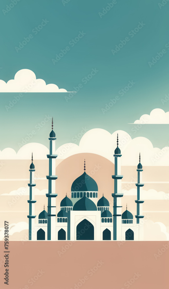 illustration of mosque or illustration of mosque in the sky or mosque ...