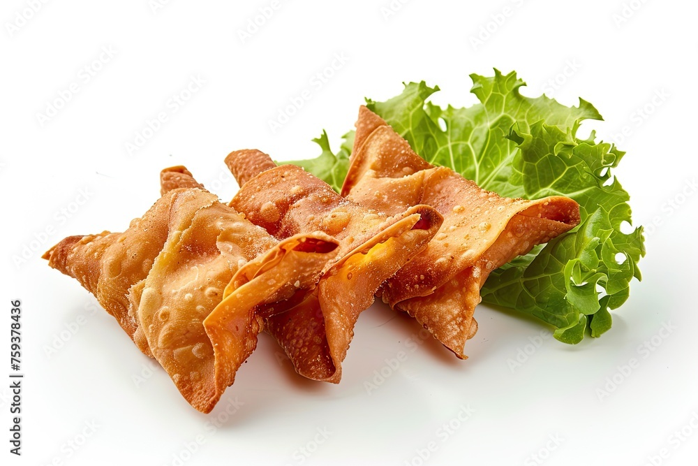 Crispy age wantang, side dish or snack containing typical chicken meat ...