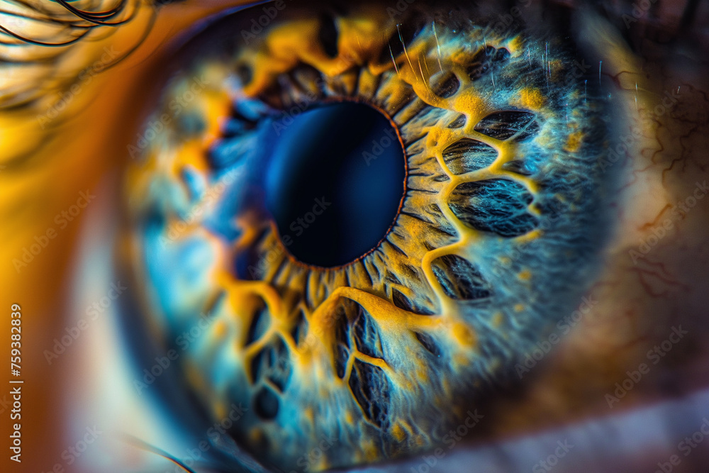 Worldly Eye's Gaze: Macro Vision Design in Green and Blue, Illuminated ...