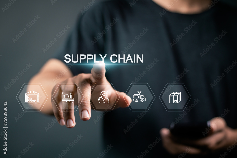 SCM or supply chain management concept, Logistic and transport ...