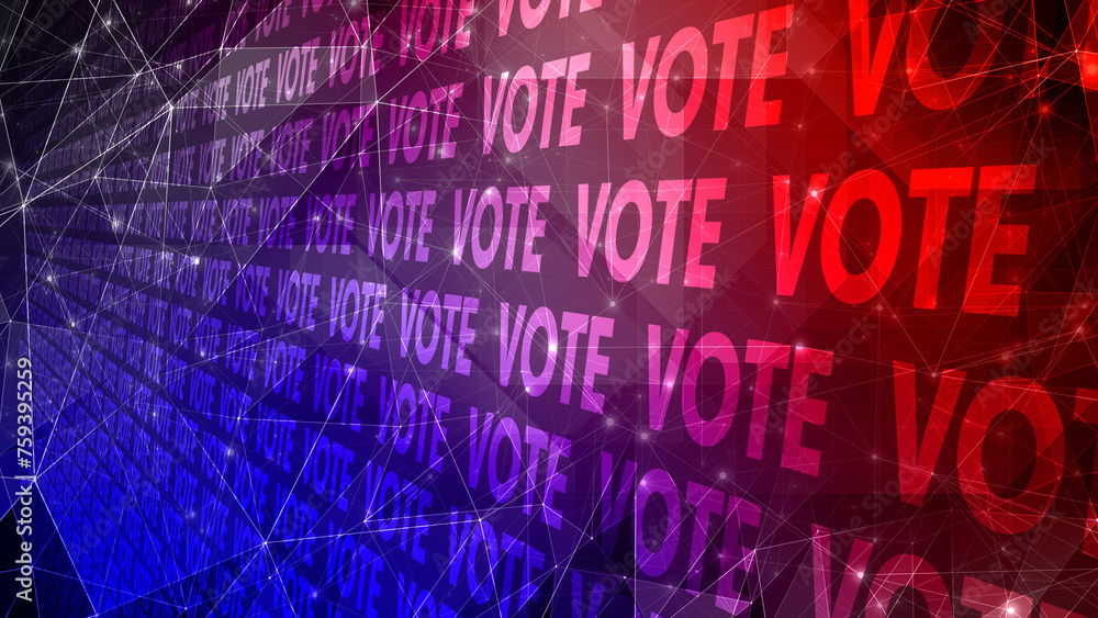 Vote text connected lines with presidential election background for ...