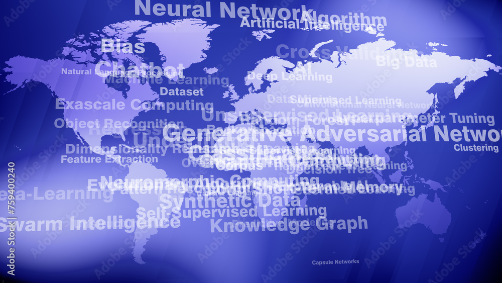Algorithm For Artificial Intelligence Texts And World Map Using Ai Technology Neural Network
