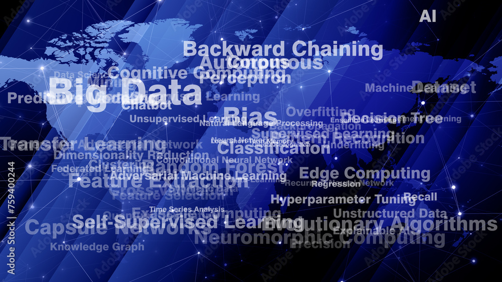 Deep Learning In Artificial Intelligence Texts And World Map Using Ai Algorithm And Neural