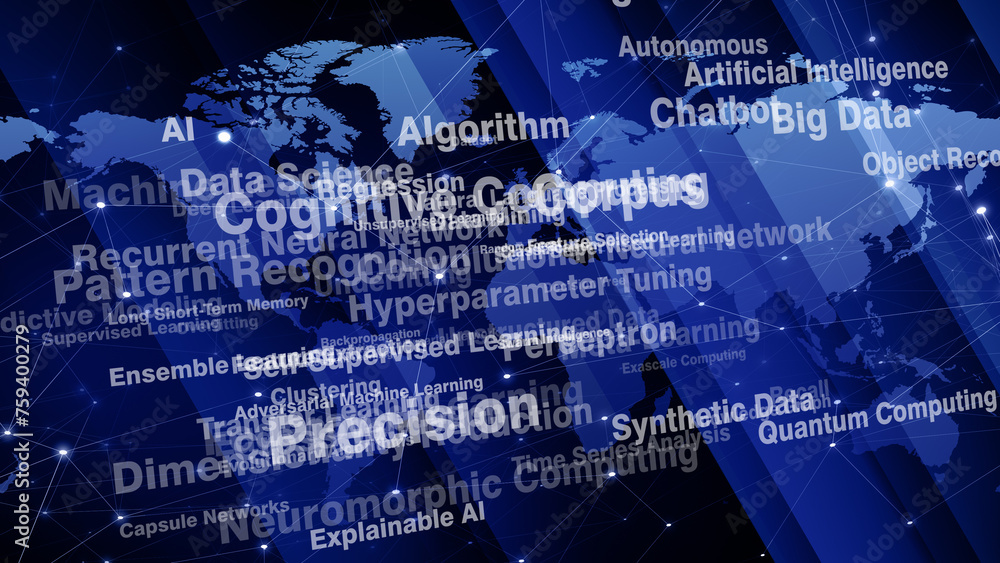 Neural network artificial intelligence texts and world map using ai ...