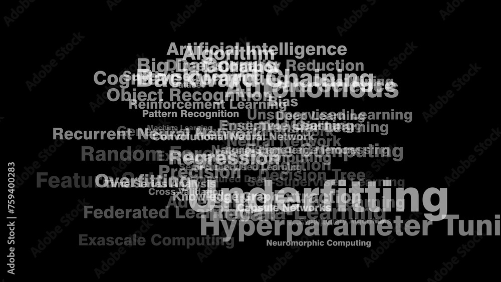 Technology And Artificial Intelligence Texts On Black Background With Ai Algorithm And Neural 5744